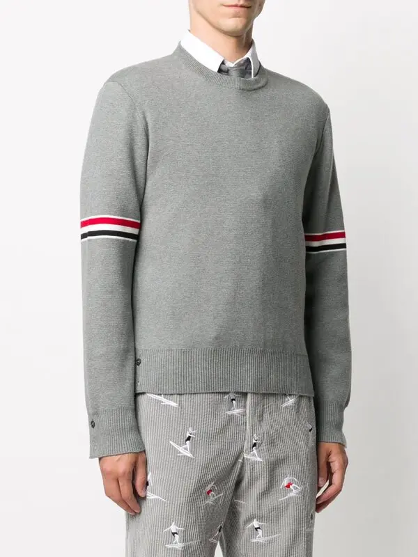 Thom Browne Milano Stitch Rwb Arm Stripe Pullover - Grey