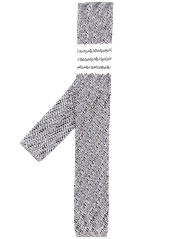 Thom Browne 4-bar Knitted Silk Neck Tie - Grey