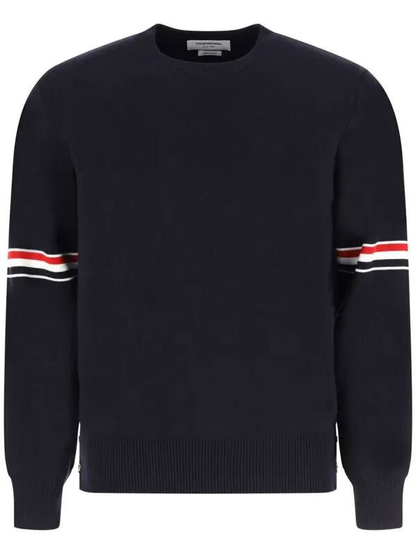 Thom Browne Milano Stitch Crew Neck Jumper - Blue