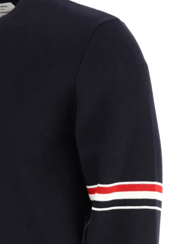 Thom Browne Milano Stitch Crew Neck Jumper - Blue