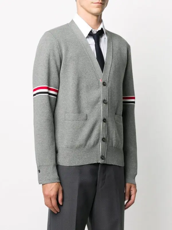 Thom Browne Milano Stitch Stripe Armband Cardigan - Grey