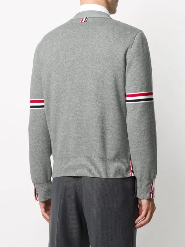 Thom Browne Milano Stitch Stripe Armband Cardigan - Grey