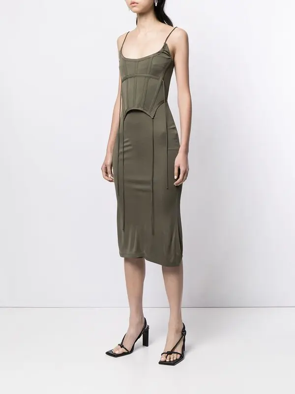 Dion Lee Corset Midi Dress In Green - 40% Off | Editorialist