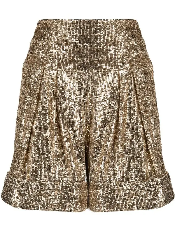 Balmain High-waisted Sequinned Shorts - Yellow