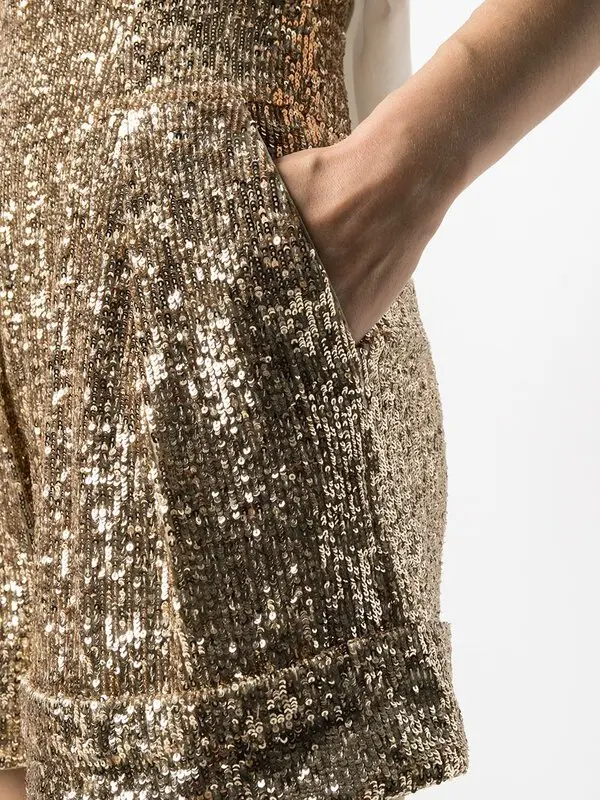 Balmain High-waisted Sequinned Shorts - Yellow