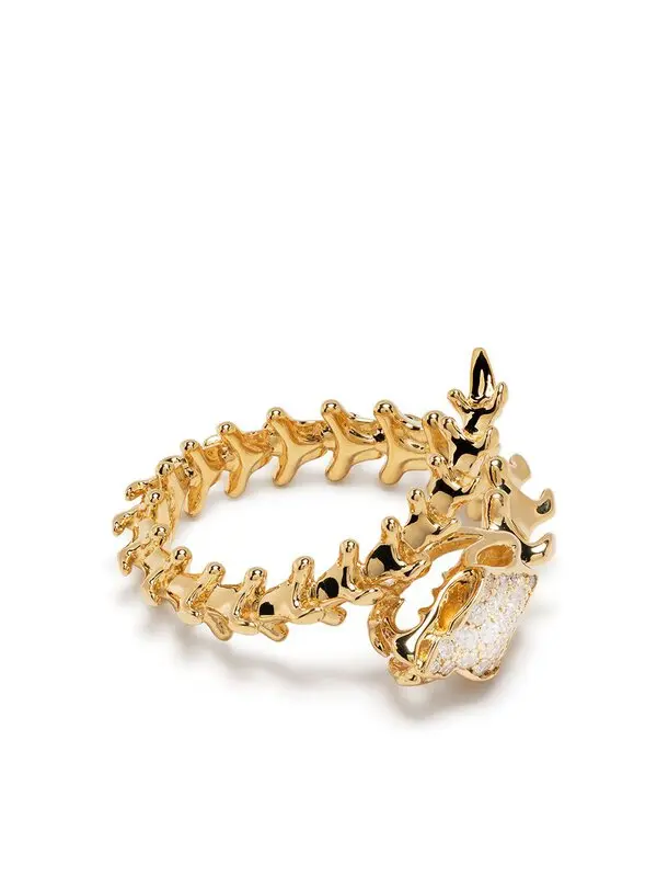 SHAUN LEANE 18kt Yellow Diamond Serpents Trace Wrap Ring - Gold