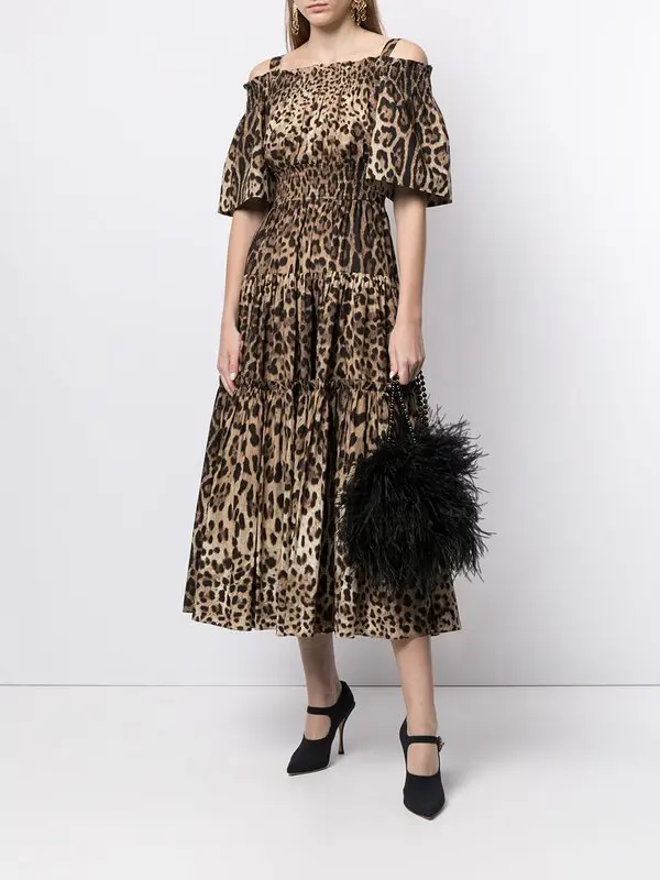 Dolce & Gabbana Leopard-print Midi Dress - Brown