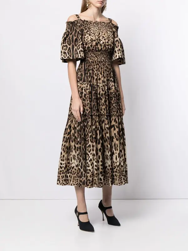Dolce & Gabbana Leopard-print Midi Dress - Brown