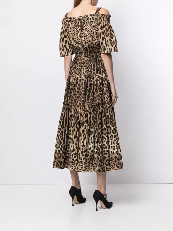 Dolce & Gabbana Leopard-print Midi Dress - Brown
