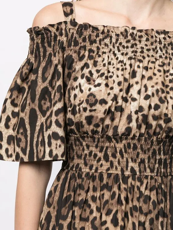 Dolce & Gabbana Leopard-print Midi Dress - Brown