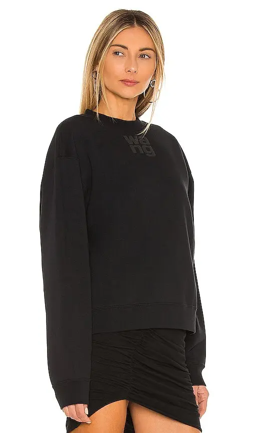 Alexander Wang Essential Terry Crewneck Sweatshirt With Puff Paint Logo - Black