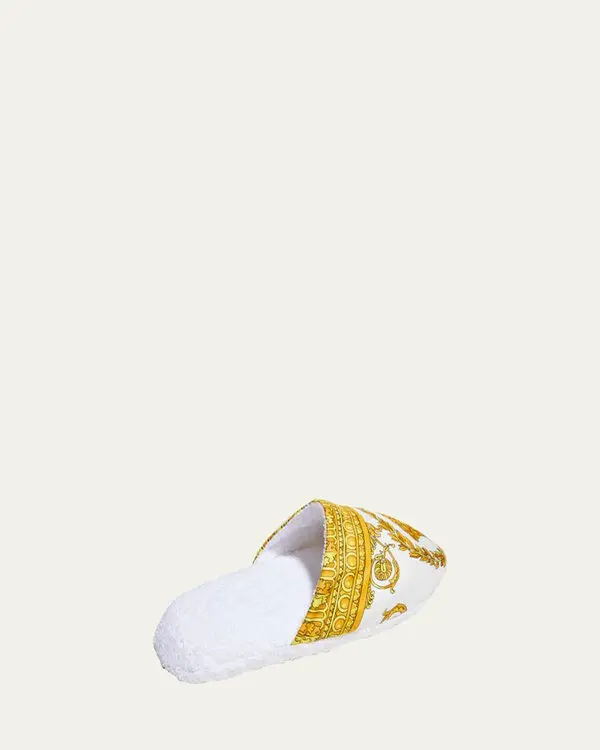 Versace Barocco-Print Mule Slippers - Black Gold | Editorialist display picture 2