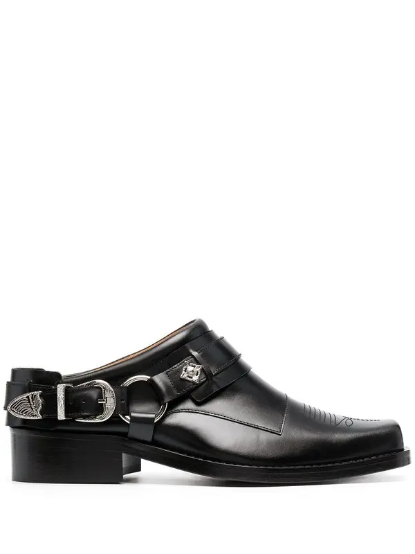 TOGA VIRILIS Buckled Leather Mules