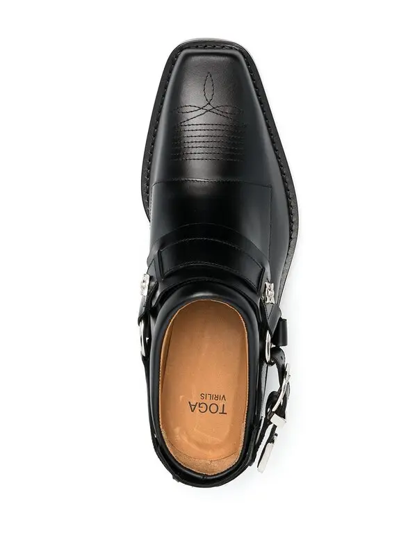 TOGA VIRILIS Buckled Leather Mules