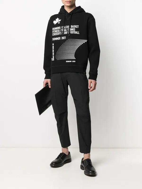 Dsquared2 Zipped Side Slogan Print Hoodie