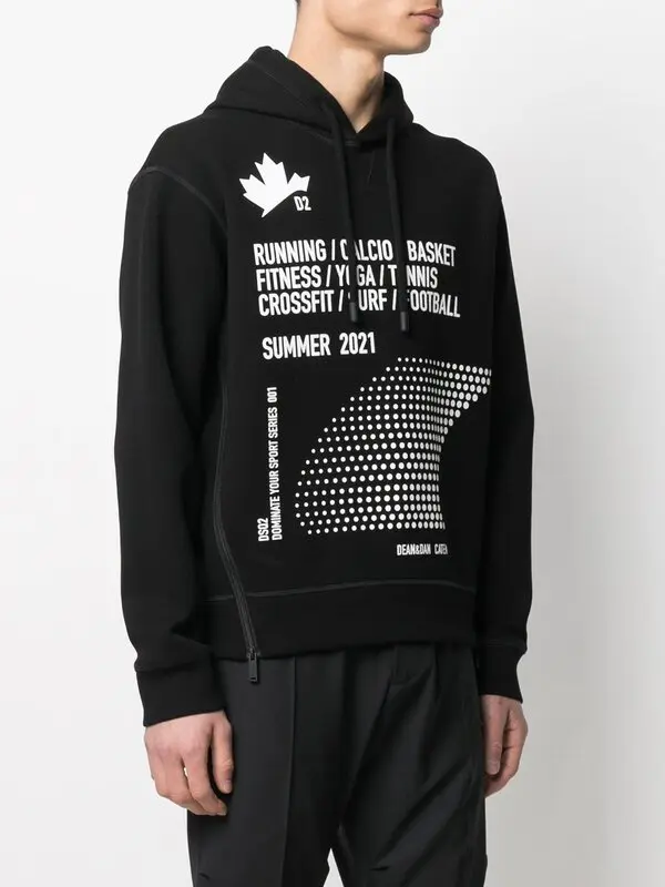 Dsquared2 Zipped Side Slogan Print Hoodie