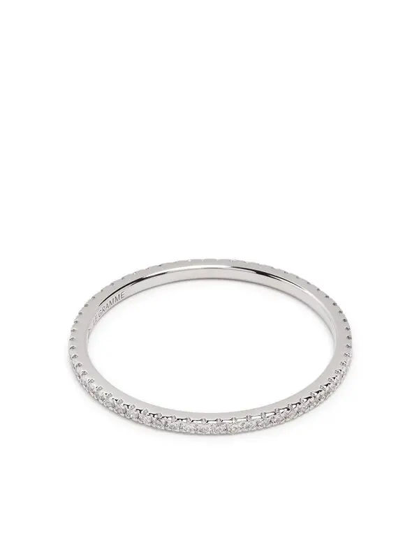Le Gramme 18kt White Gold Diamond Pavé Ring - Silver