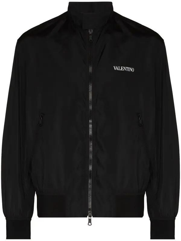 Valentino Garavani Logo Print Zip-up Bomber Jacket