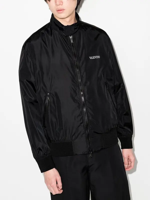 Valentino Garavani Logo Print Zip-up Bomber Jacket