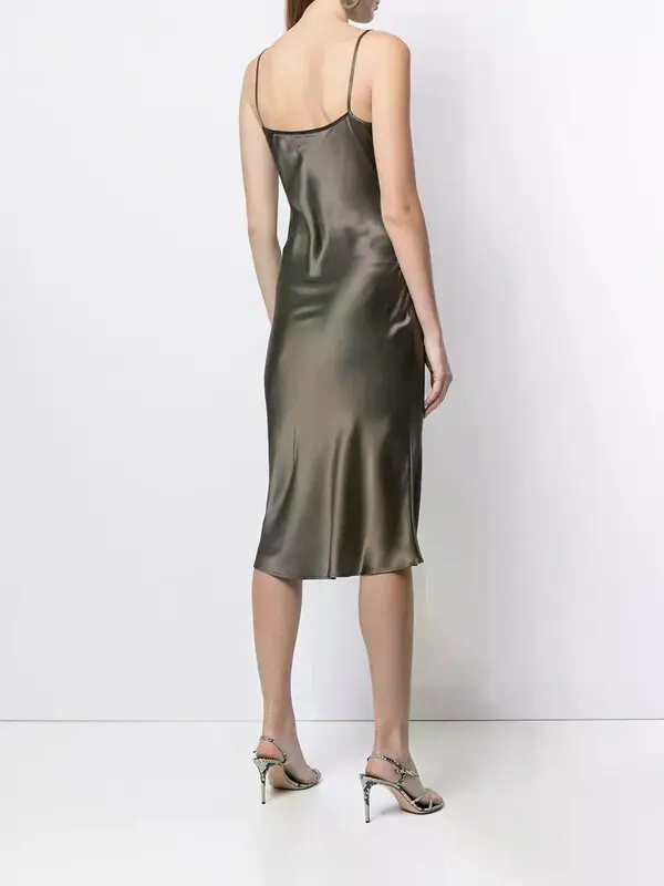 Voz Midi Silk Slip Dress - Brown