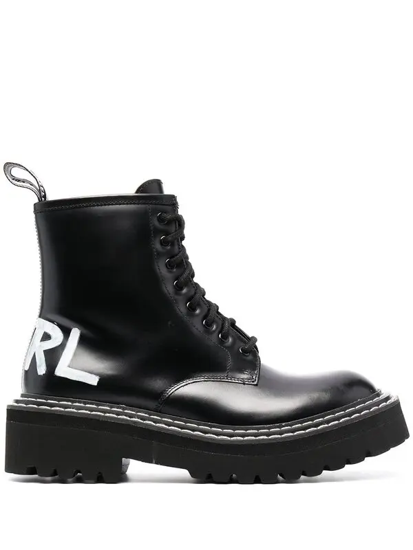 Karl Lagerfeld Troupe Brush-logo Combat Boots