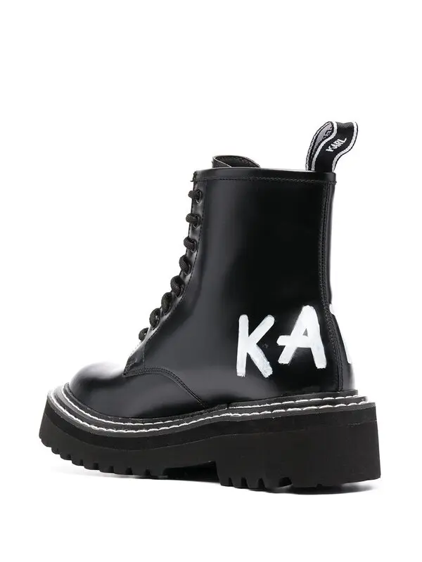 Karl Lagerfeld Troupe Brush-logo Combat Boots