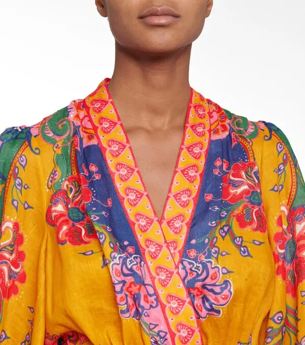 Zimmermann The Lovestruck Paisley Linen Wrap Dress In Yellow - 30% Off |  Editorialist