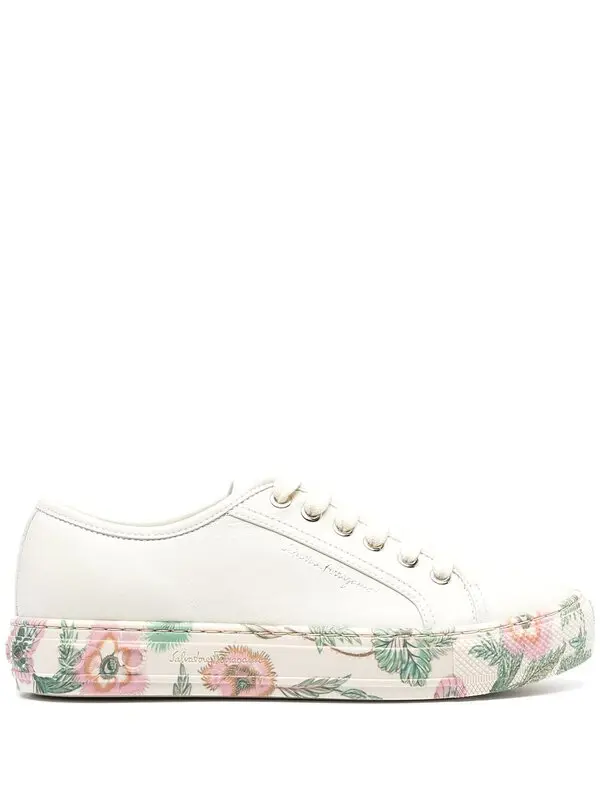 FERRAGAMO Floral-trim Low-top Sneakers - Neutrals