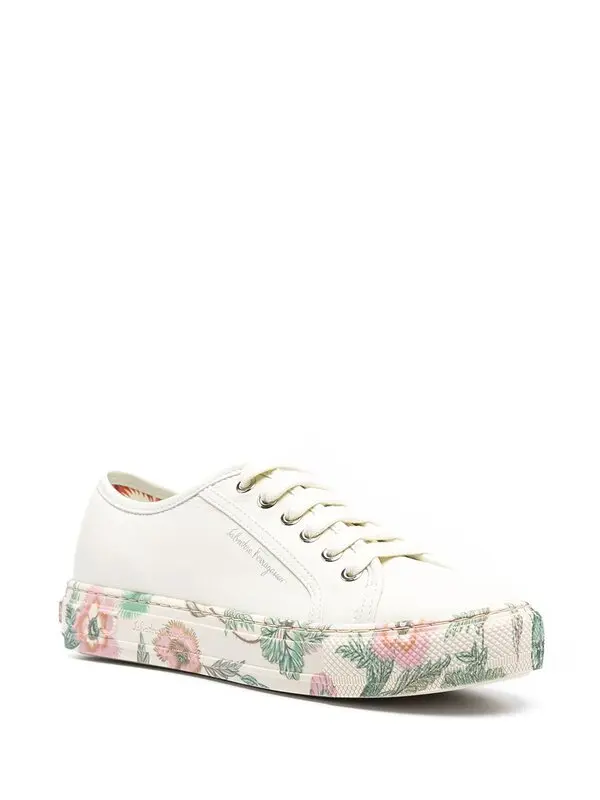 FERRAGAMO Floral-trim Low-top Sneakers - Neutrals