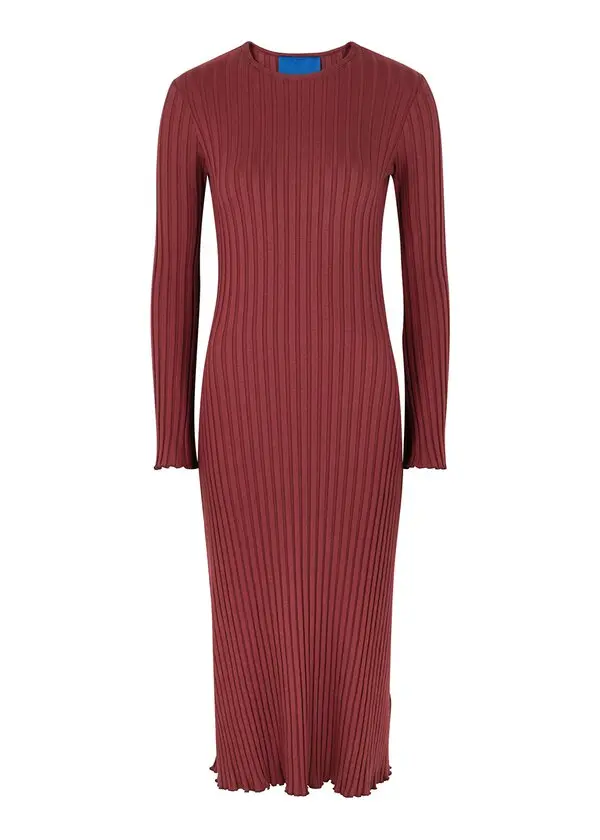Simonmiller Wells Ribbed Jersey Midi Dress In Burgundy - 67% Off