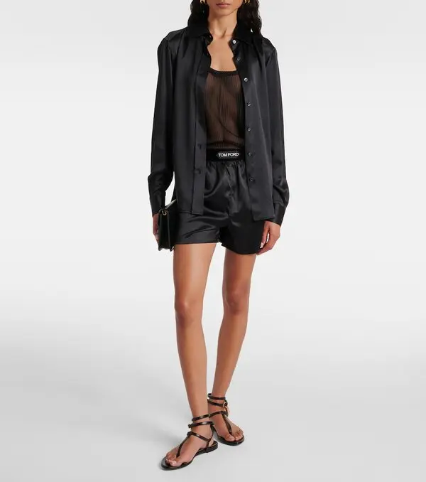 TOM FORD Silk-blend Shorts - Black