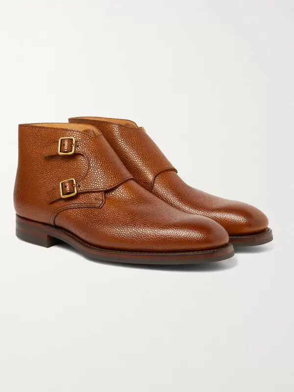 George Cleverley Pebble-Grain Leather Monk-Strap Boots Uk 12  display picture 2