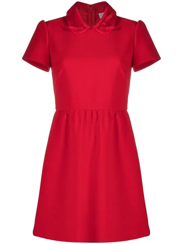 fitted lace wedding dress Mini Peter Pan Collar Dress in Red Bloom