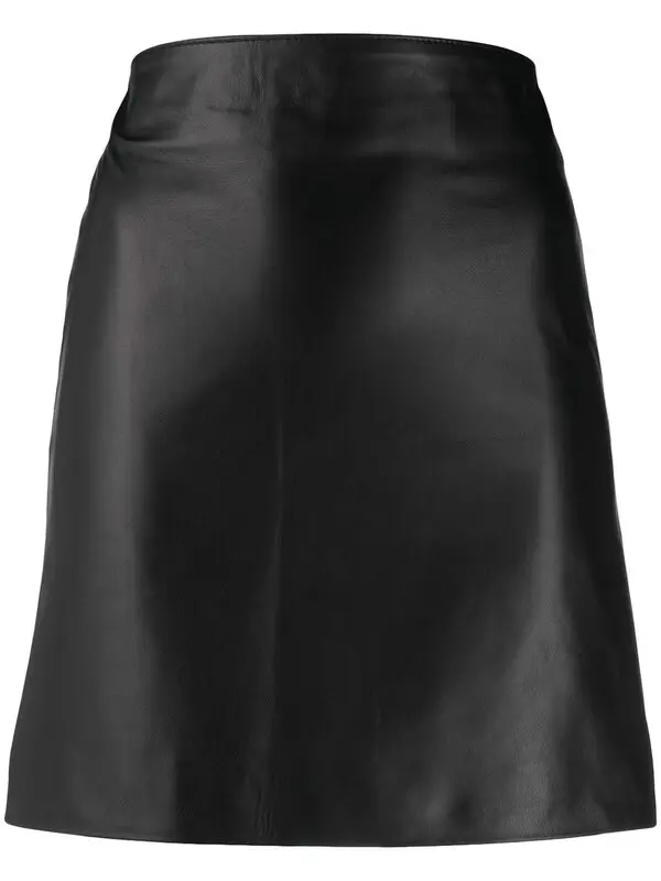 MANOKHI High-waisted Leather Skirt - Black