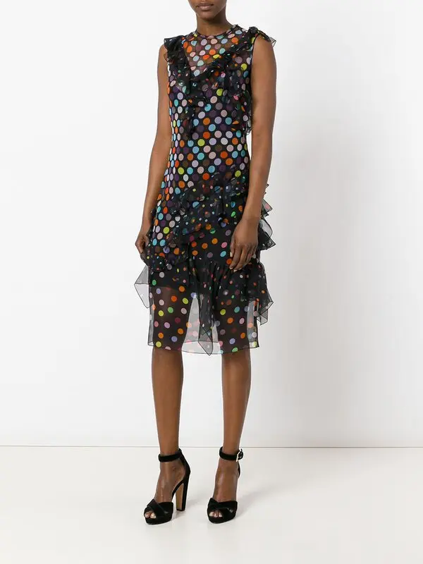 Givenchy Polka-dot Ruffled Midi Dress