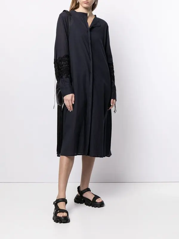 Y’s Loose Shirt Dress With Decorative String Appliqu