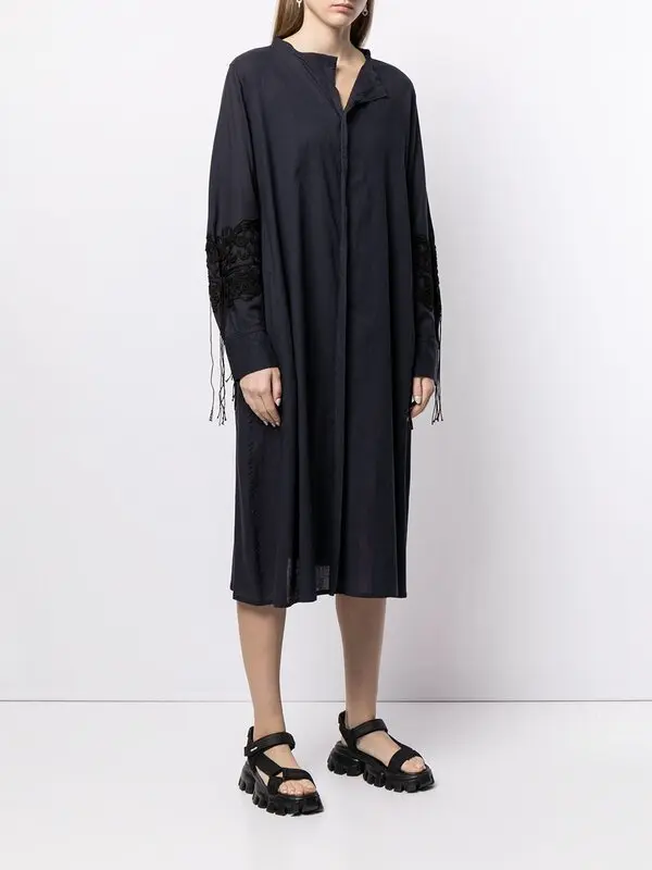 Y’s Loose Shirt Dress With Decorative String Appliqu