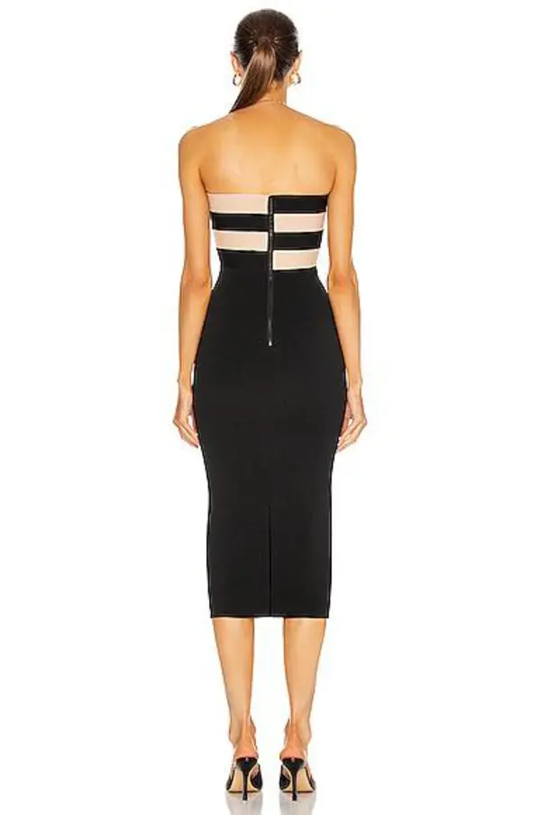 DION LEE Interlock Bustier Dress In Black,neutral,stripes