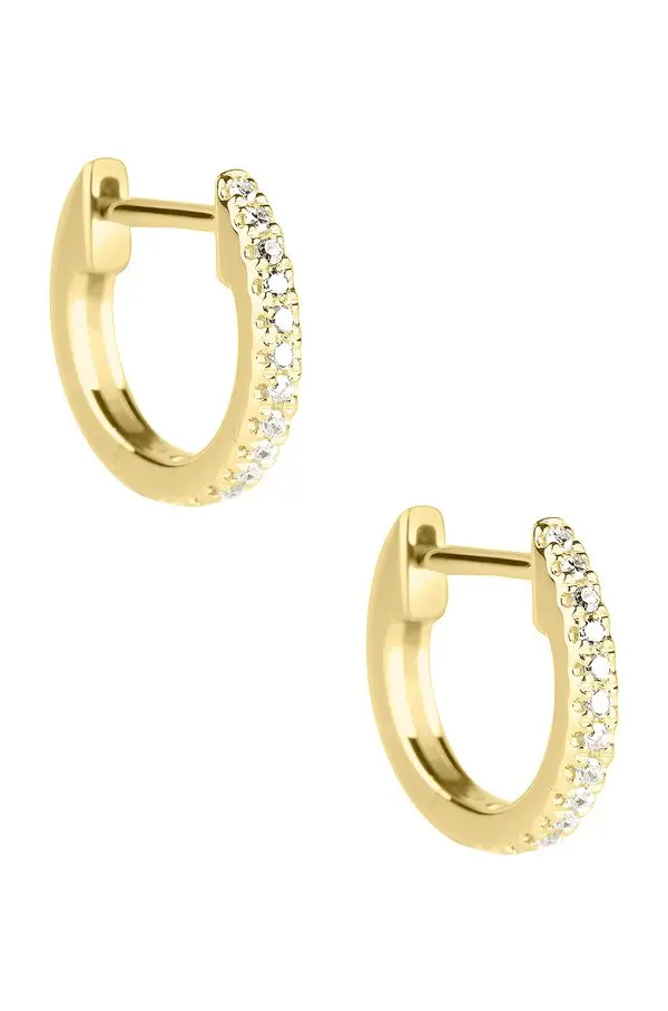 STONE AND STRAND Diamond Pave Huggie Earrings - Gold & Diamond