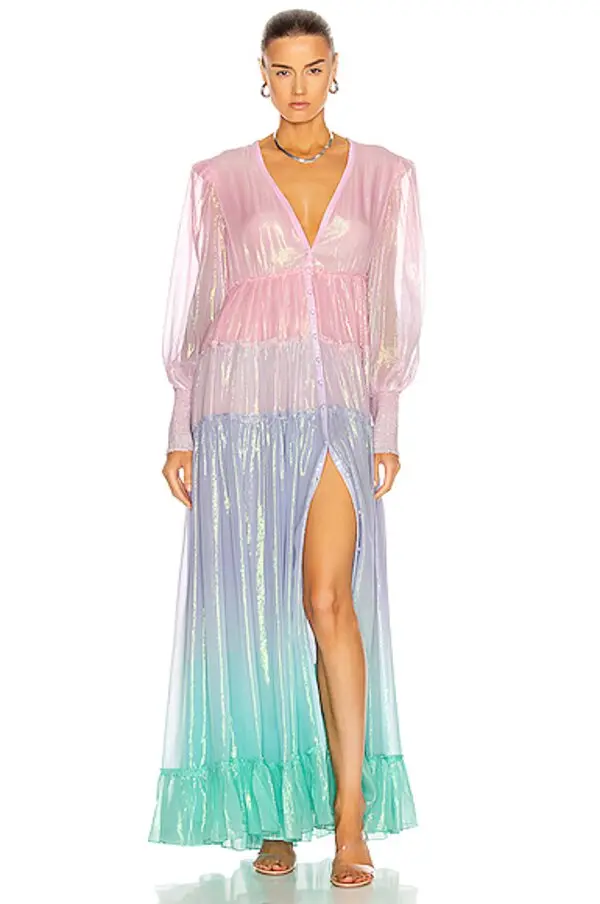 strapless open back dress Wholesale Wavy Ombre A-Line Chiffon Maxi Dress  City Goddess