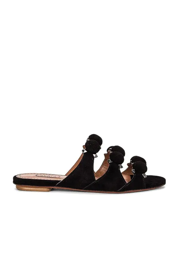 Alaïa Leather Bombe Sandals - Noir