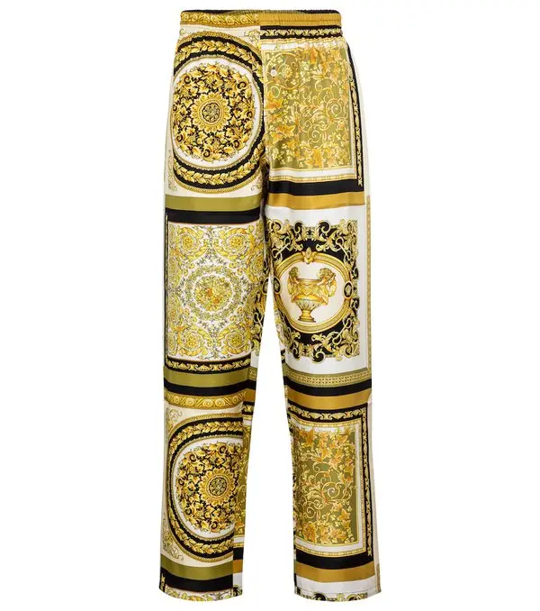 Versace Barocco Mosaic Printed Silk Pants
