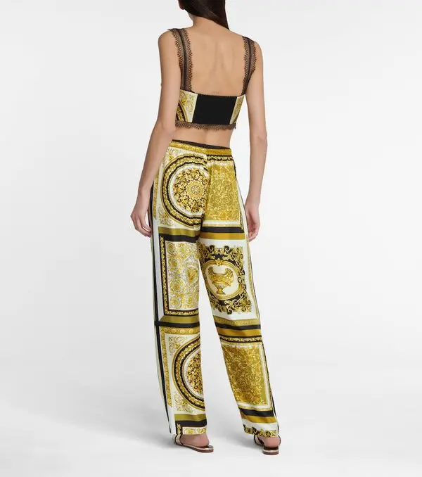 Versace Barocco Mosaic Printed Silk Pants