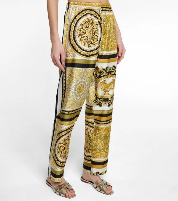 Versace Barocco Mosaic Printed Silk Pants