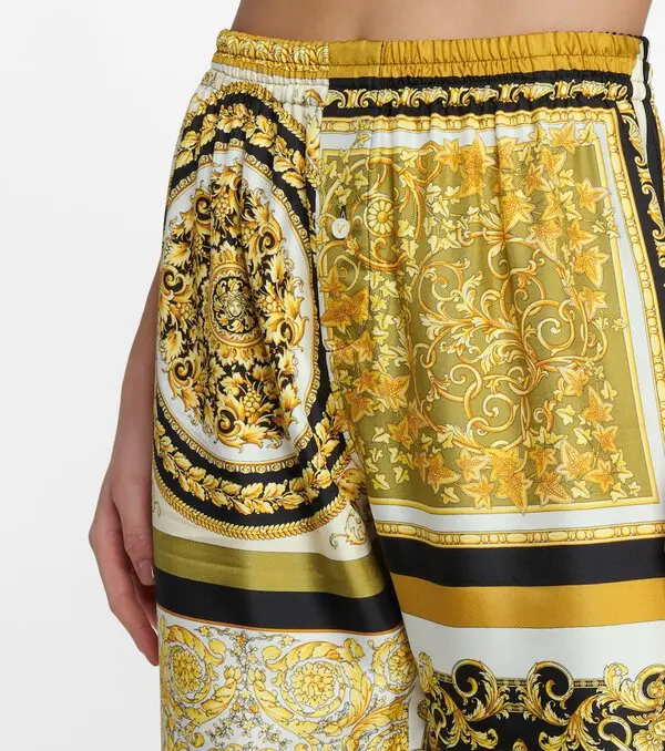 Versace Barocco Mosaic Printed Silk Pants