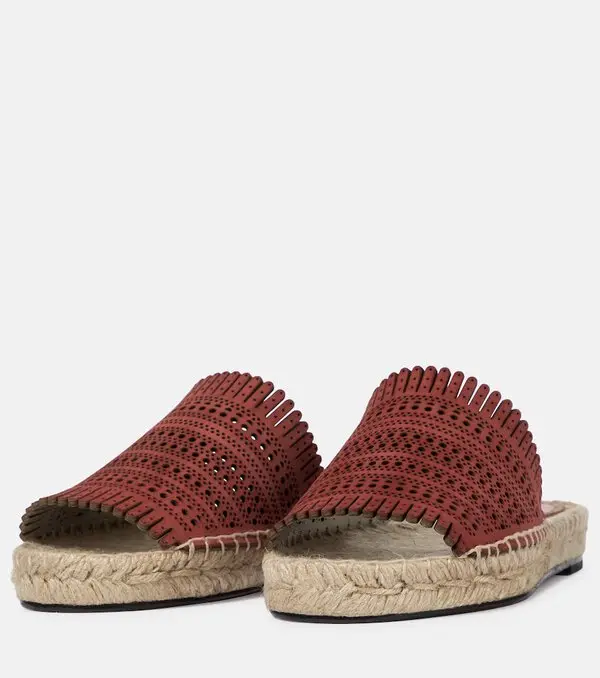 Alaïa Laser-cut Leather Espadrille Sandals