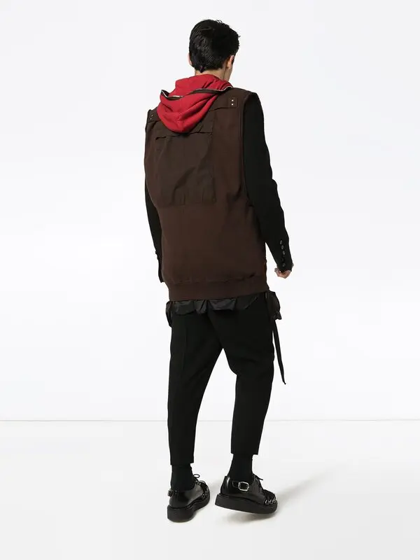 Rick Owens Sleeveless Zip-up Hoodie With Contrast Detail