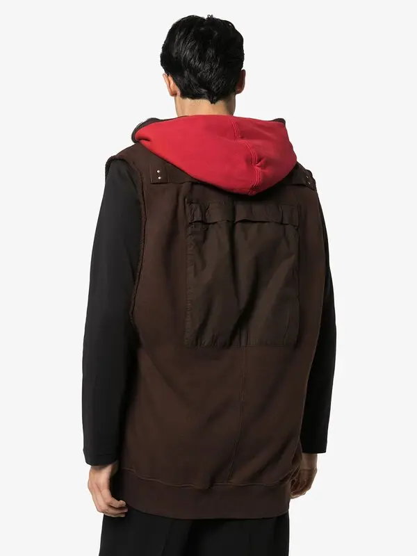 Rick Owens Sleeveless Zip-up Hoodie With Contrast Detail