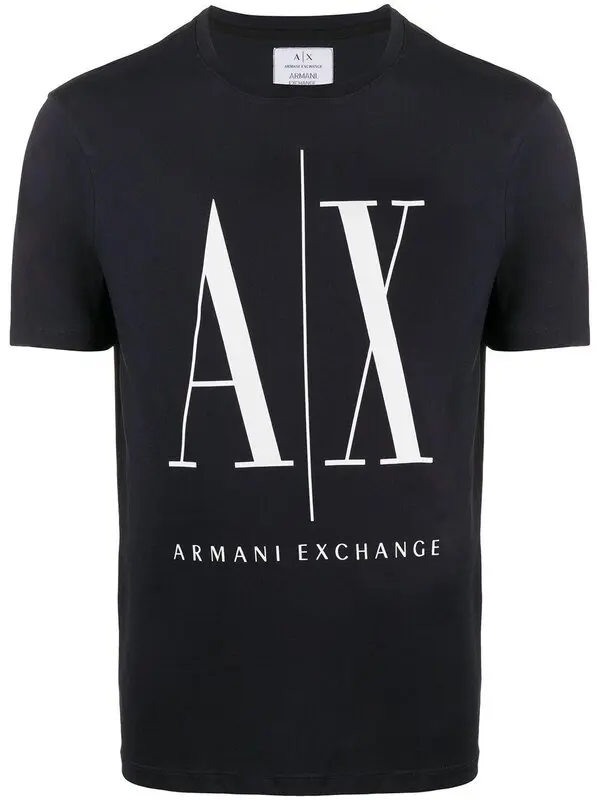 Armani Exchange Large Logo Printed Cotton T-shirt - Black