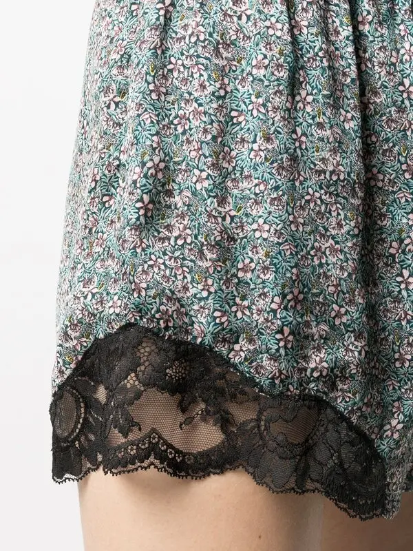 Rabanne Lace-panel Floral-print Shorts